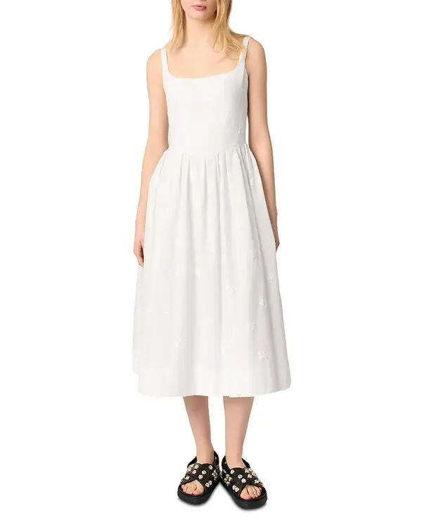 Maje Embroidered Midi Dress