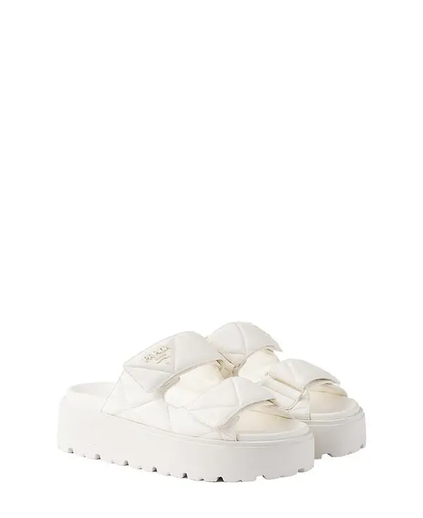 Prada Padded Nappa Leather Slides - Neutral