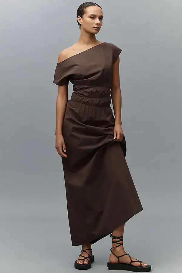 marle brown dress Elestria Maxi Dress | Brown Stripe | Womens main image 0