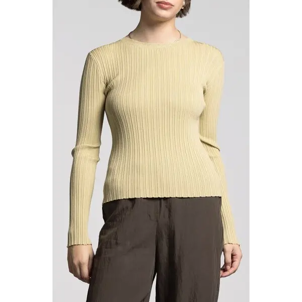 WEEKEND LOS ANGELES Eleanor Rib Crewneck Sweater - Beechnut