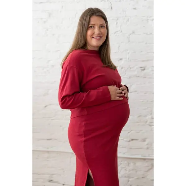 OF AN ORIGIN Organic Cotton Long Sleeve Rib Knit Crop Top & Nursing Cover - Rust