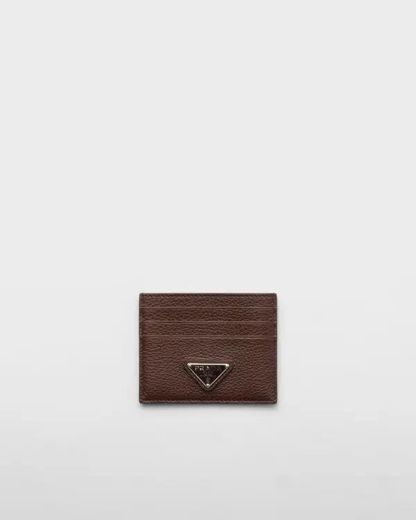 Prada Leather Card Holder - Sienna
