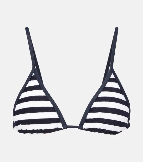 Jade Swim Via Striped Terry Bikini Top - Blue