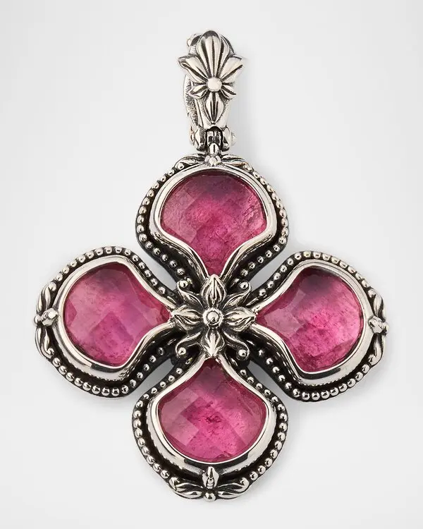 Konstantino Ivy Rock Crystal And Mother Of Pearl Triplet Enhancer - Strawberry Quartz