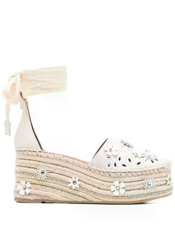 Kurt Geiger 80mm Floral Espadrilles - Neutrals