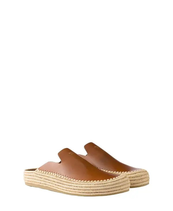 Prada Leather Mules - Brown
