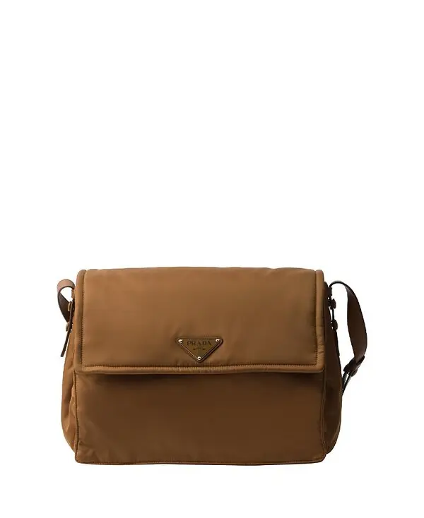Prada Traveller Large Padded Re-nylon Shoulder Bag - Brown