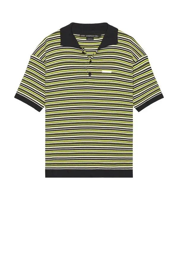 Andersson Bell Stripe Polo Sweater In Green
