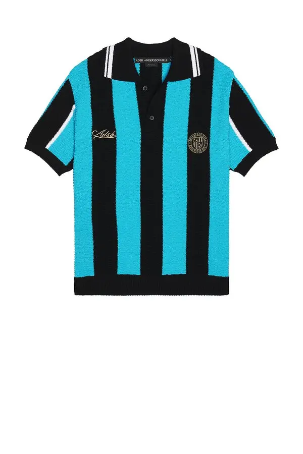 Andersson Bell Stripe Soccer Polo Sweater In Black - Blue
