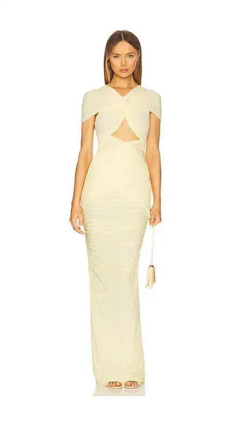 staud brown long dress STAUD, Stella Dress in Taupe, Size 14 main image 1