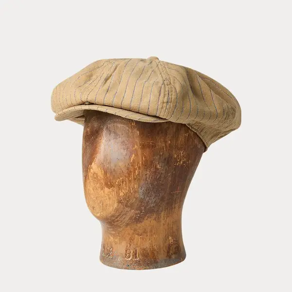 Ralph Lauren Striped Newsboy Cap - Tan Multi