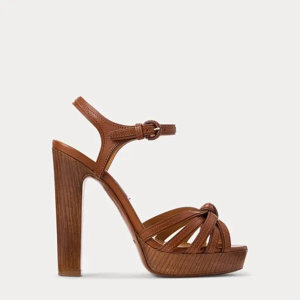 Ralph Lauren Kieran 125 Mm Platform Sandals - Rl Gold