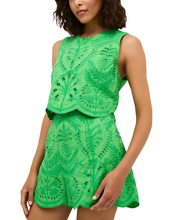 MARIE OLIVER Davis Cotton Eyelet Top - Emerald
