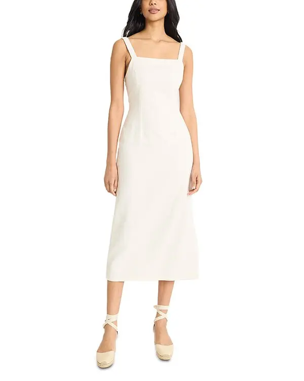 THE GOOD JOURNEY Side Slit Midi Dress - Cloud Dancer White