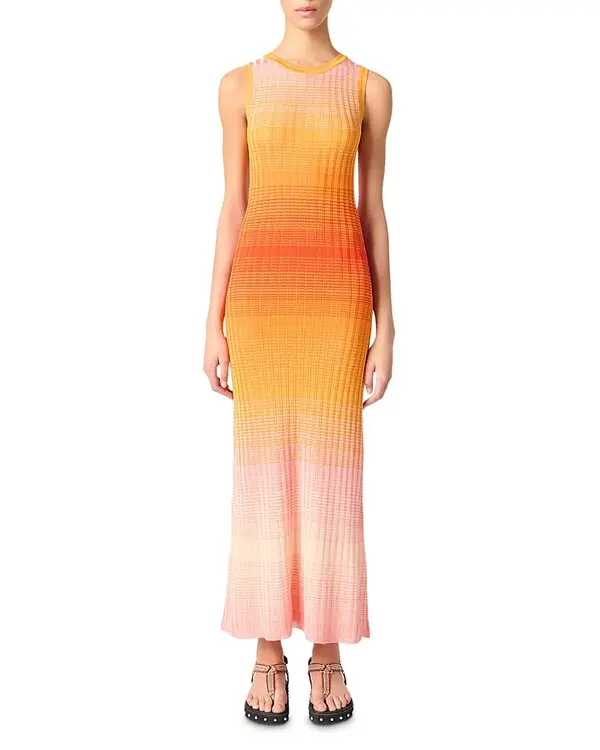 Maje Tie Dyed Knit Maxi Dress - Orange