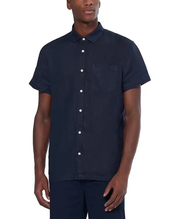 Scotch & Soda Core Regular Fit Short Sleeve Linen Shirt - Night