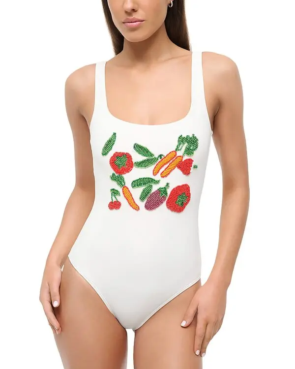 Staud Lea Beaded One-piece Swimsuit
