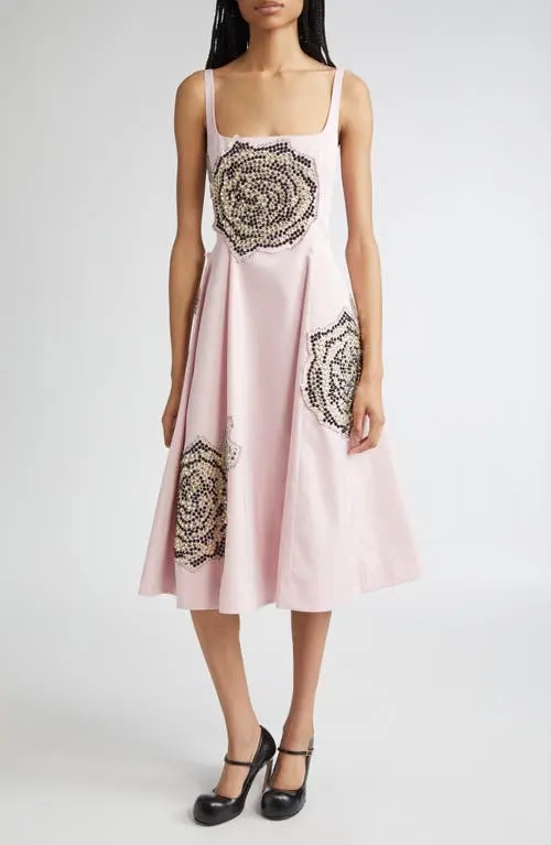 Marni Embellished Balloon Fit & Flare Taffeta Midi Dress