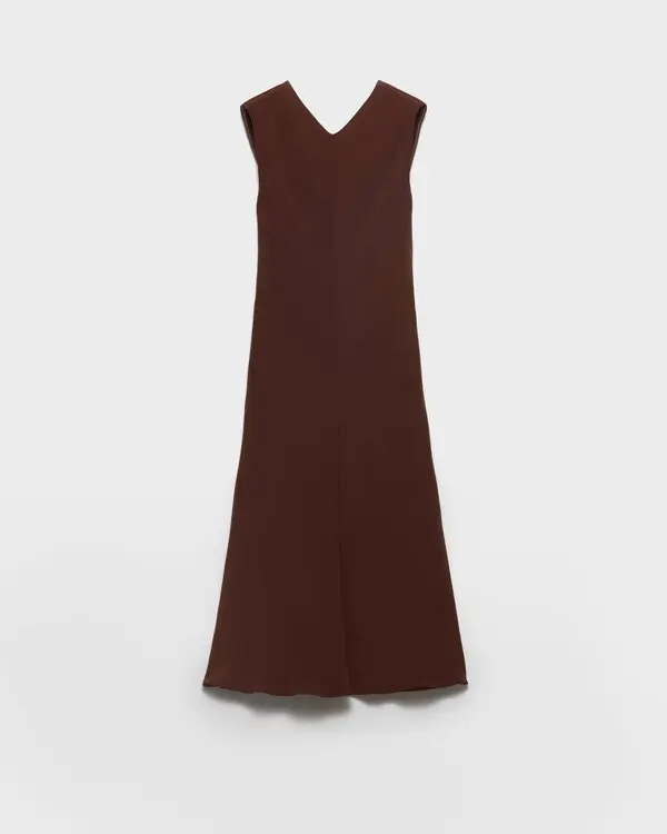 Prada Satin Crepe Midi-dress - Cocoa Brown
