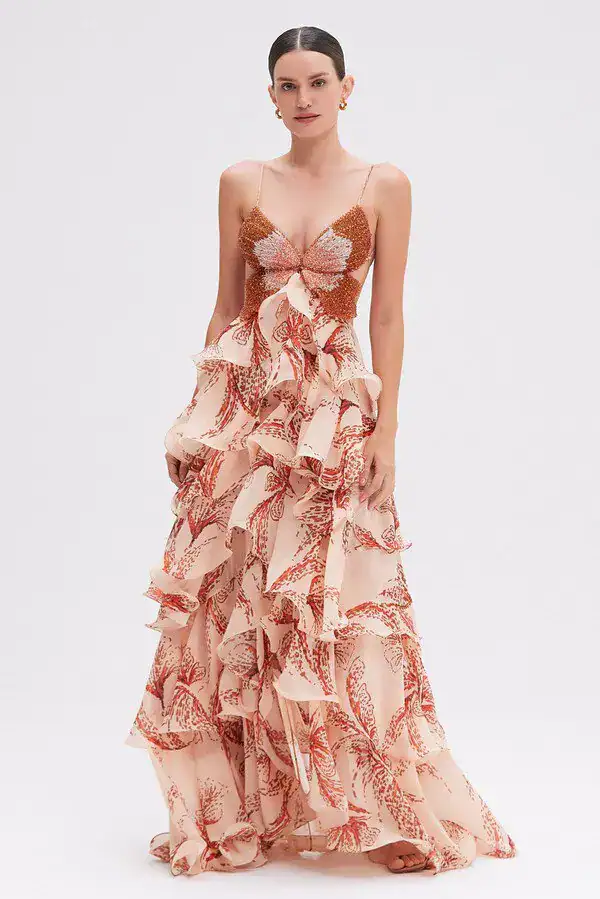 millie bobby brown snake dress Butterfly Gold Mini Dress main image 1