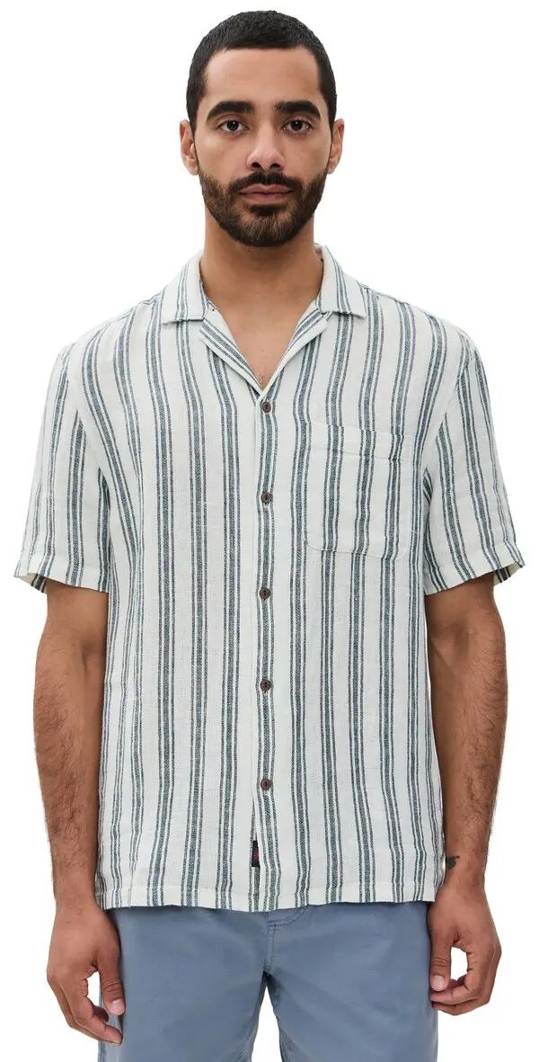 Faherty Brand Palma Linen Camp Shirt - Ryecroft Valley Stripe