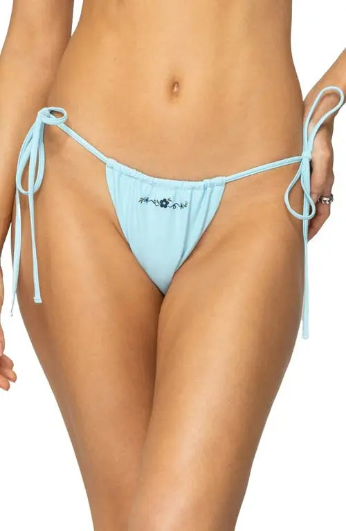 EDIKTED Coralle Side Tie Bikini Bottom - Blue