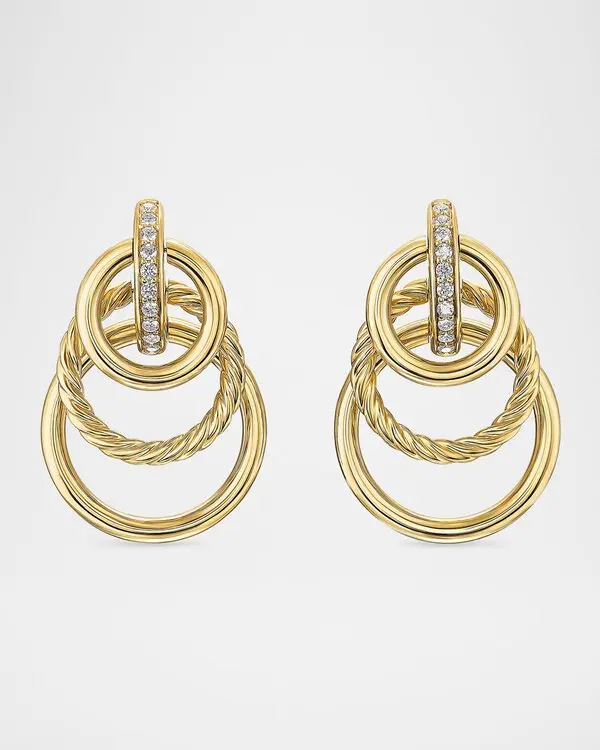 David Yurman Dy Mercer Triple Ring Earrings - Diamond
