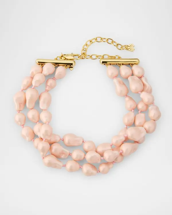 Lele Sadoughi Diana Triple-row Faux Pearl Necklace - Rose