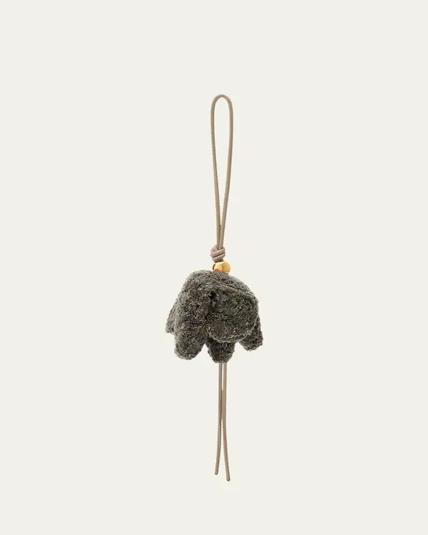 Loewe Elephant Bag Charm In Raffia And Leather