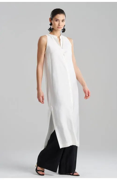Natori Cotton Silk Twill Sleeveless Tunic - White