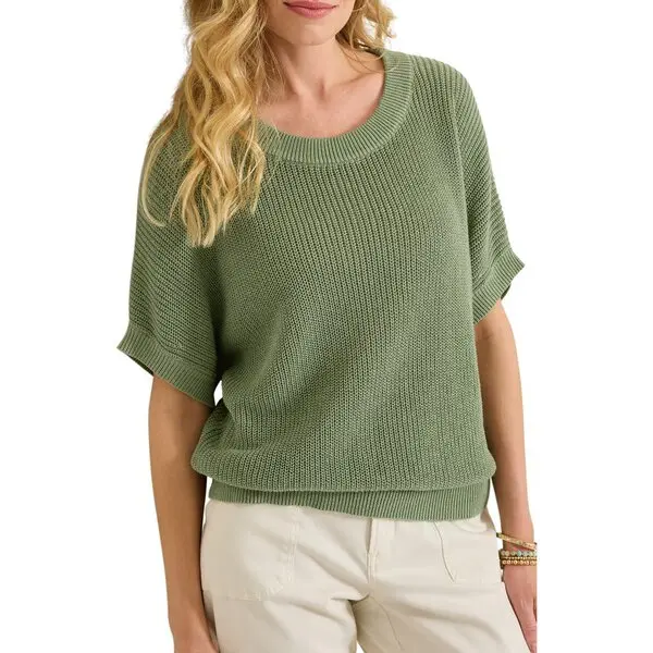 Tommy Bahama Zandra Short Sleeve Linen Blend Sweater - Dusty Sage