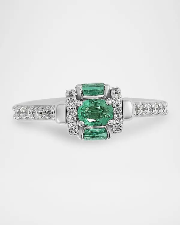 Miseno Procida Ring With Diamonds And Emeralds