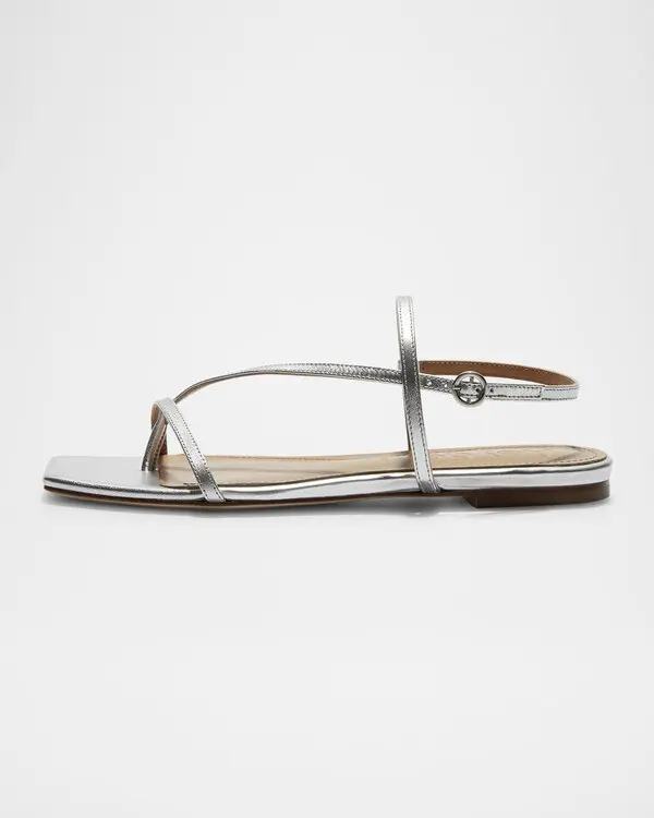 AeydĒ Ella Metallic Sandals - Laminated Silver