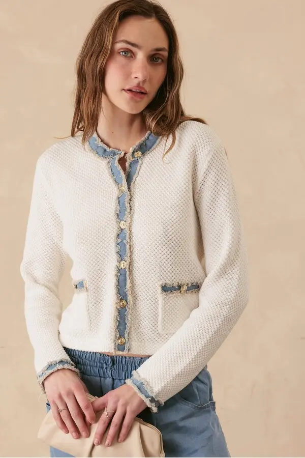 27 Miles Malibu Sutton Cotton Lady Cardigan With Trim