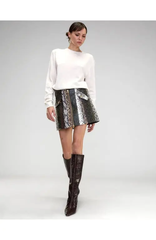 Cynthia Rowley Snake-embossed Vegan Leather A-line Mini Skirt - Multi