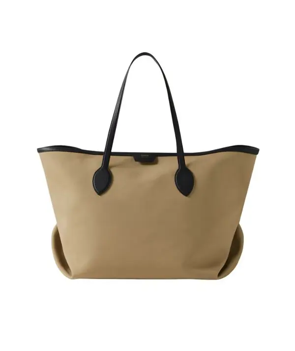 Khaite Amalia Textured Leather-trimmed Canvas Tote - Neutrals