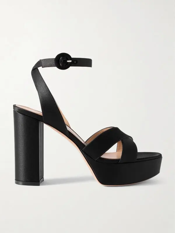 GIANVITO ROSSI Sabrina 70 Satin Platform Sandals - Black