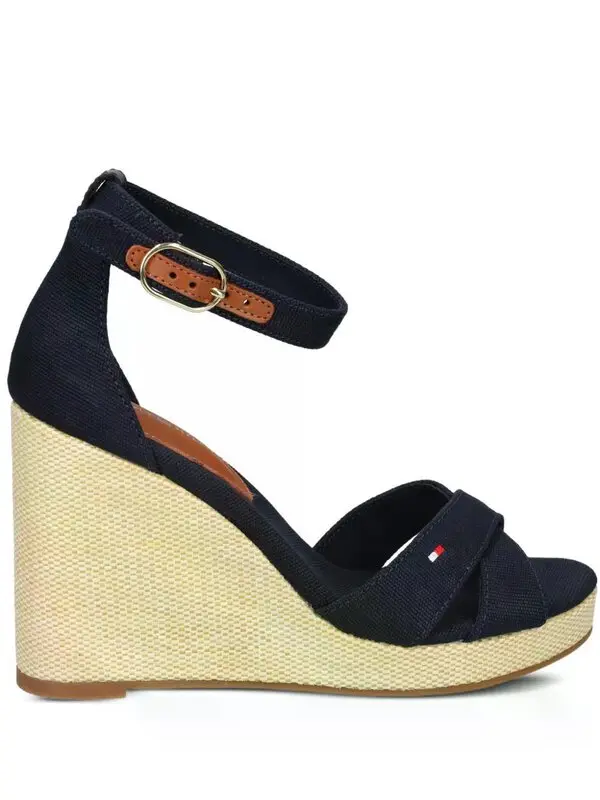 Tommy Hilfiger Leather Wedge Sandals - Blue