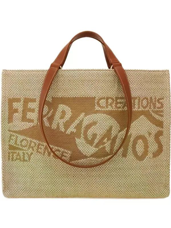 FERRAGAMO Logo-embroidered Tote Bag