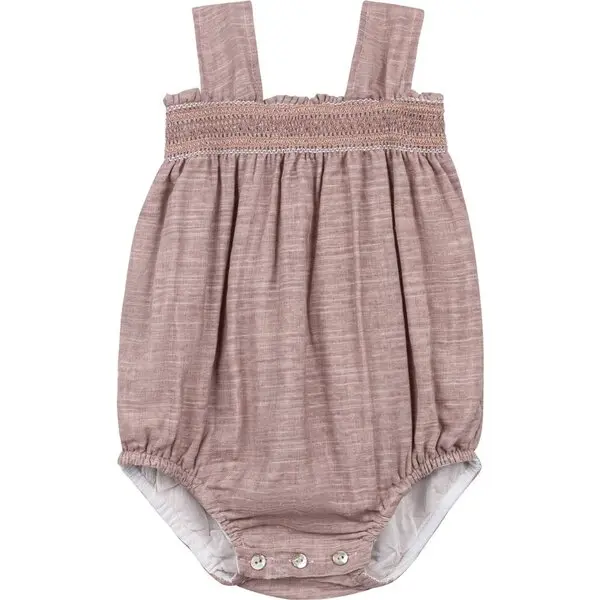 ELY'S & CO. Loom Stitch Mocked Linen Romper - Mauve
