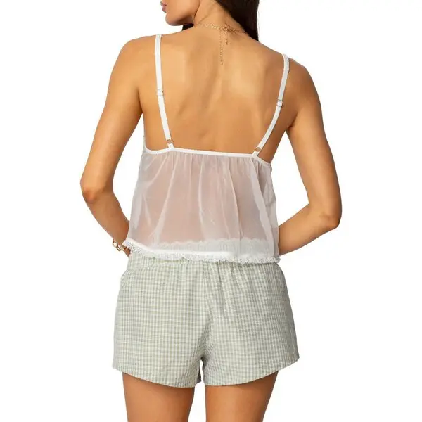 EDIKTED Lace Accent Sheer Camisole