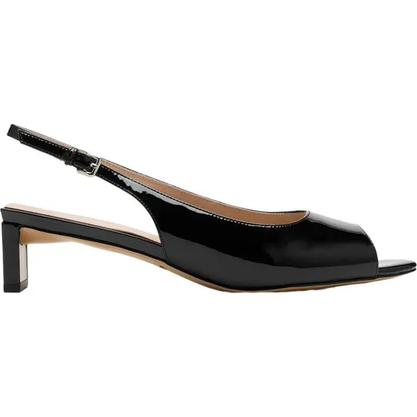 MARC NOLAN Carmen Slingback Peep Toe Heels - Black Patent