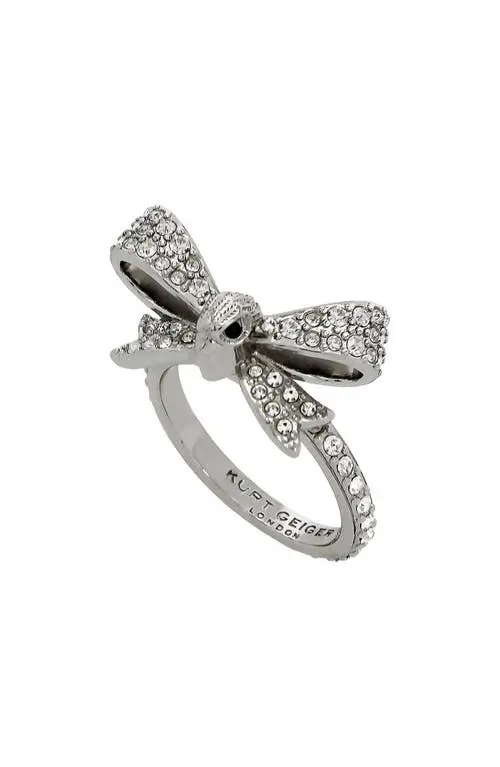 Kurt Geiger Bow Ring - Silver/ Crystal