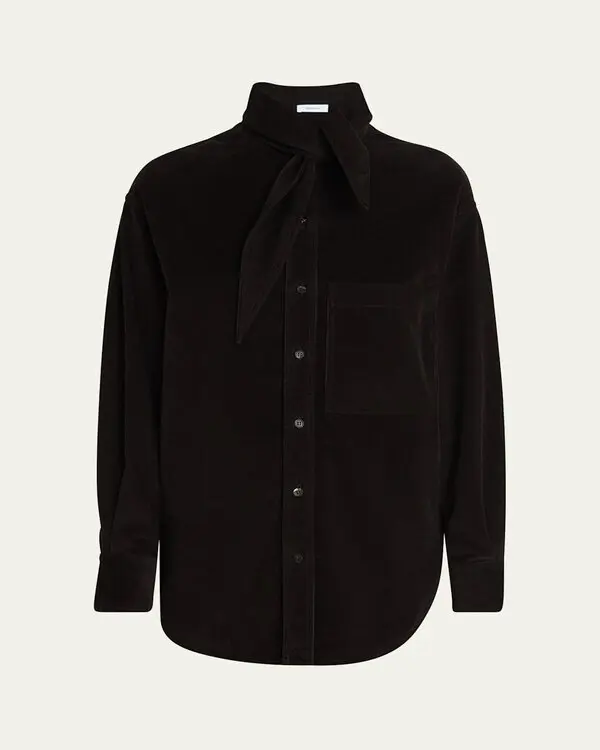 FERRAGAMO Tie-neck Corduroy Shirt