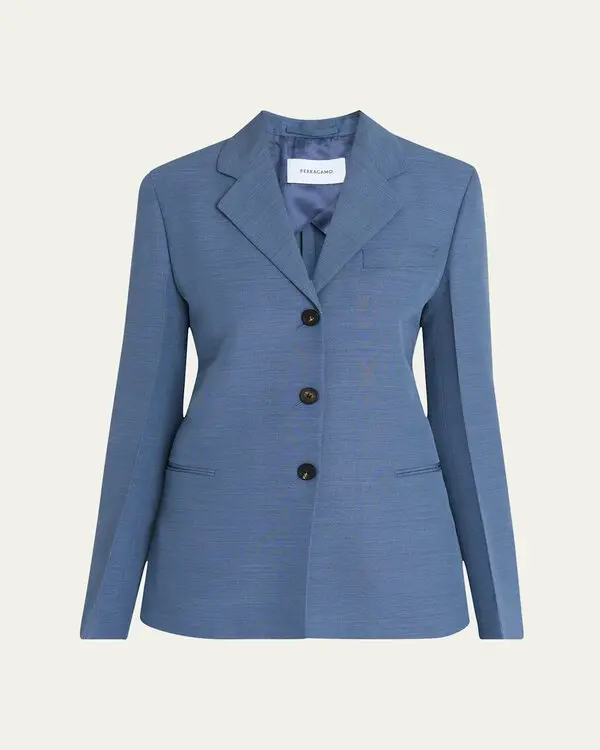 FERRAGAMO 3-button Wool Faille Jacket