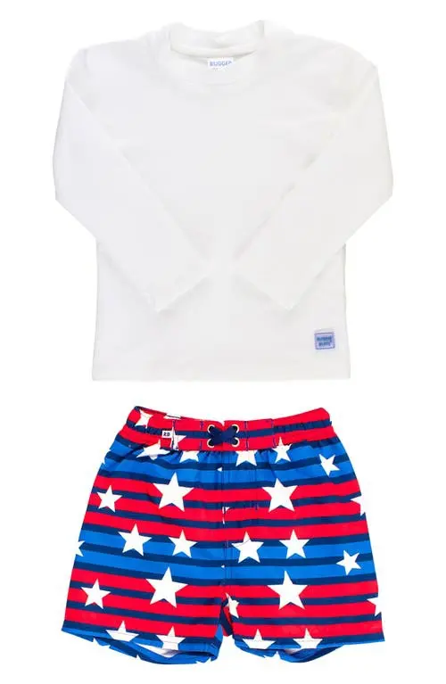 RUGGEDBUTTS American Long Sleeve Two-piece Rashguard Swimsuit