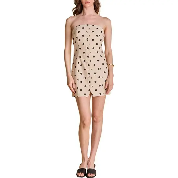 Endless Rose Polka Dot Mini Sundress - Sand/ Black