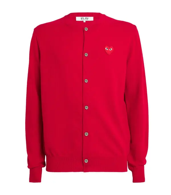 Play Comme Des Garcon Wool Heart Cardigan - Red