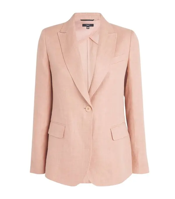 Max Mara Linen Single-Breasted Blazer In Pink - 12% Off