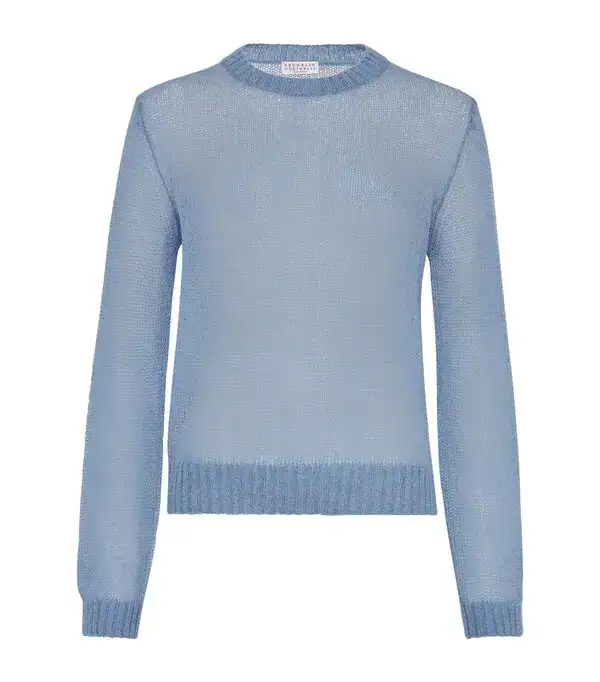 Brunello Cucinelli Mohair-Blend Sweater In Blue - 30% Off